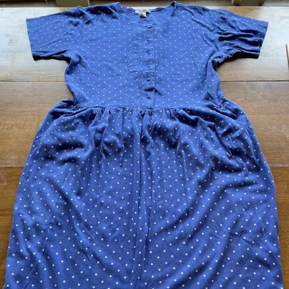 FADS | Dresses | Vintage 9s Fads Shirt Dress Size Xl Long Navy Blue ...
